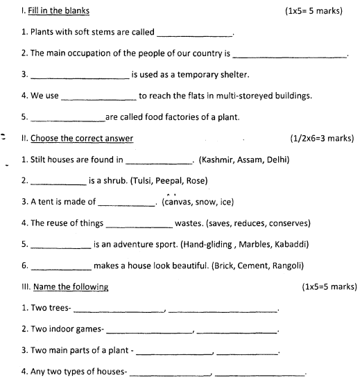 CBSE Class 3 EVS Sample Paper Set O