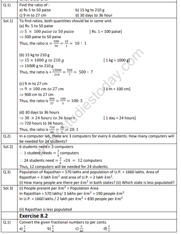 NCERT Solutions Class 7 Mathematics Comparing Quantities