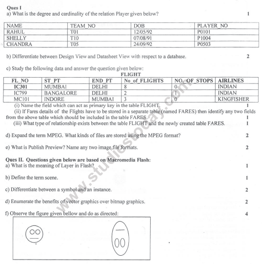 CBSE Class 12 Multimedia and Web Technology Question Paper 2013 (4)