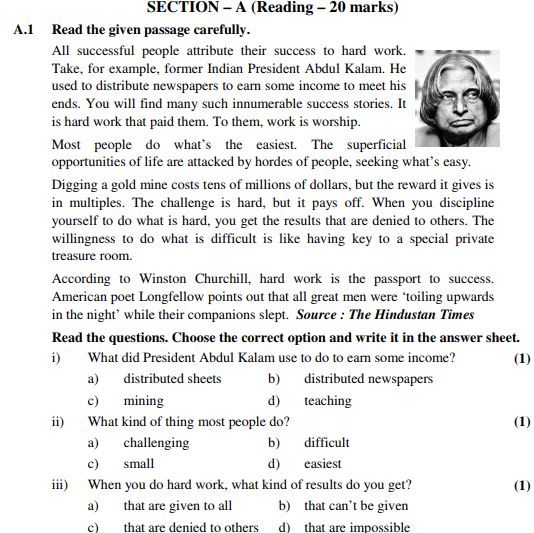 CBSE Class 6 English Sample Paper Set 18