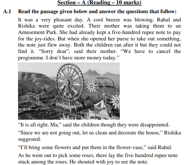 CBSE Class 5 English Sample Paper Set K