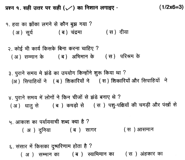 CBSE Class 5 Hindi Question Paper Set J
