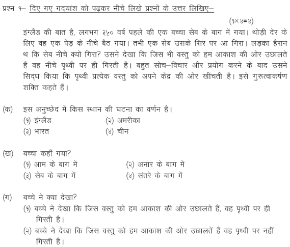 CBSE Class 5 Hindi Sample Paper Set M
