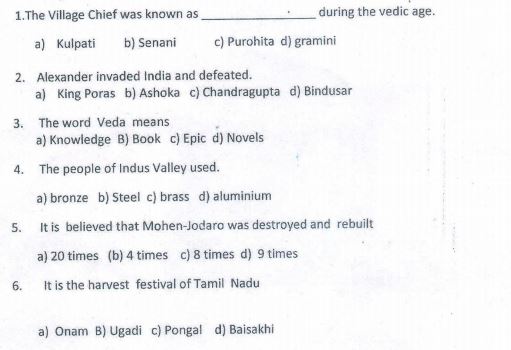 CBSE Class 6 Social Science Sample Paper Set R