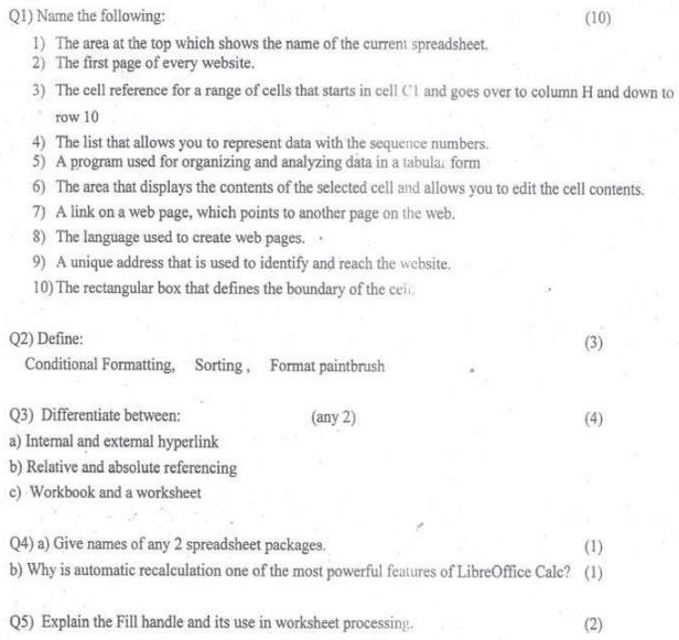 Class 7 Computer ion Paper CBSE Class 7 SA2 ion Paper For 