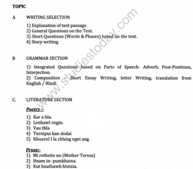 CBSE Class 9 Mizo Syllabus 2017 2018 Latest Syllabus for Languages ...