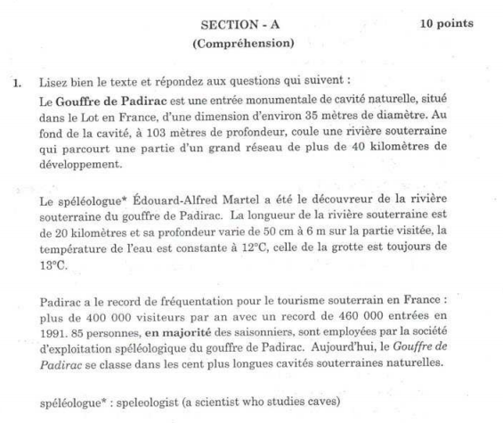 CBSE Class 10 French Sample Paper Set R