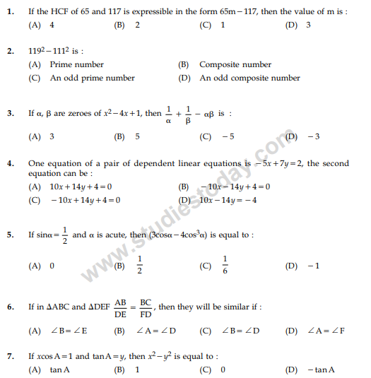 CBSE Class 10 Mathematics Sample Paper 2011 Set 02