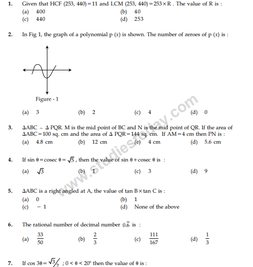 CBSE Class 10 Mathematics Sample Paper 2013 Set E