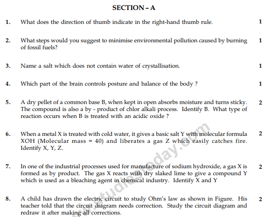 CBSE Class 10 Science Sample Paper 2015 Set J