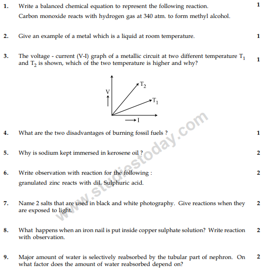 CBSE Class 10 Science Sample Paper 2013 Set K