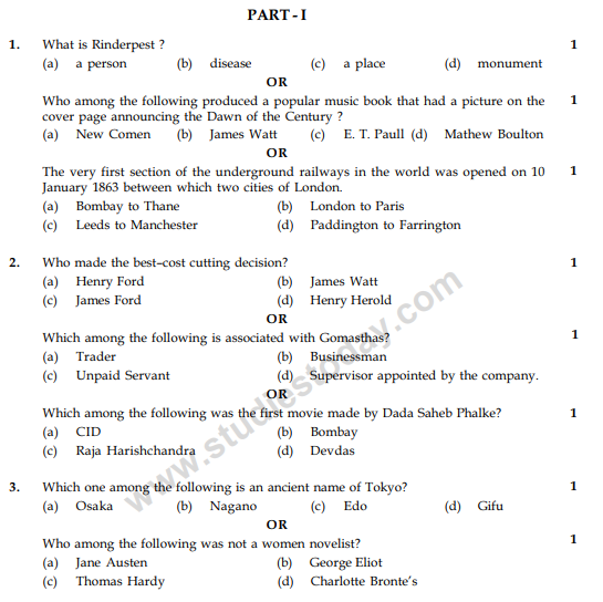 CBSE Class 10 Social Science Sample Paper 2015 Set J
