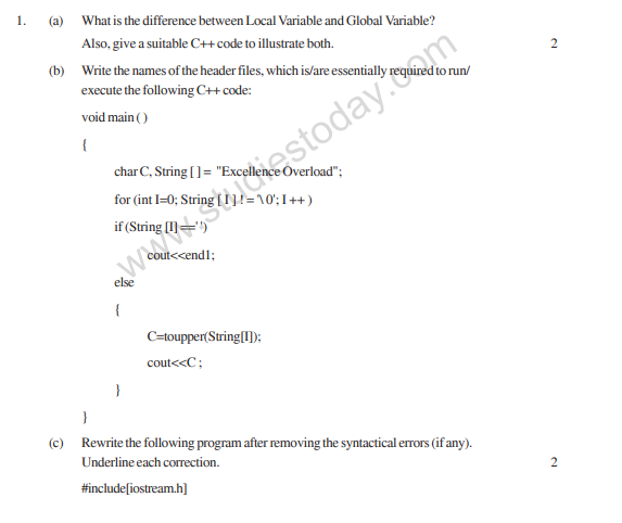 CBSE Class 12 Computer Science Sample Paper 2012 Solved Set B