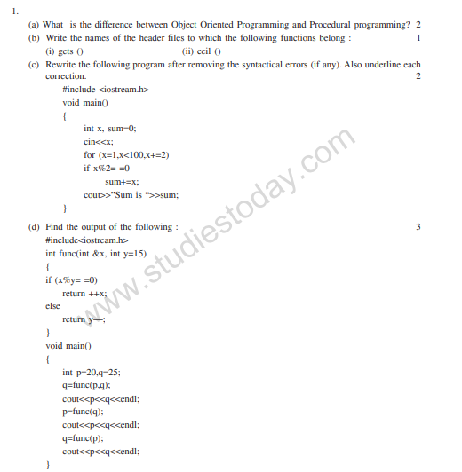 Cbsenic Sample Papers For Class 12 Computer Science
