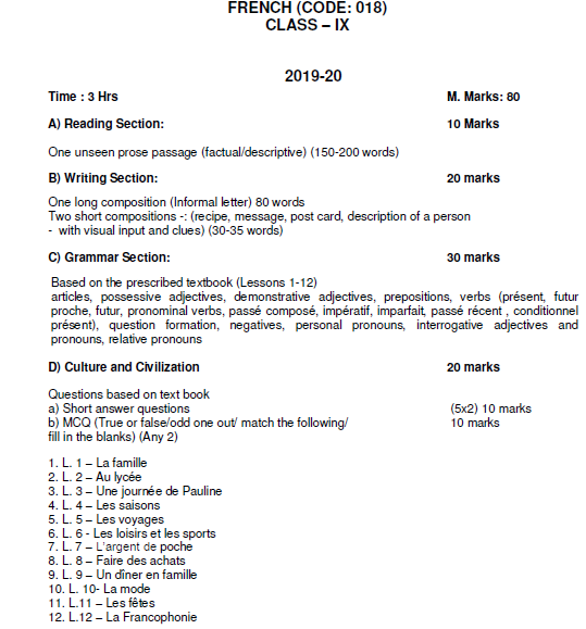 b1 level french syllabus