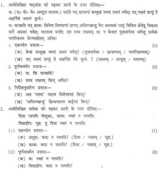 CBSE Class 8 Sanskrit Sample Paper Set N