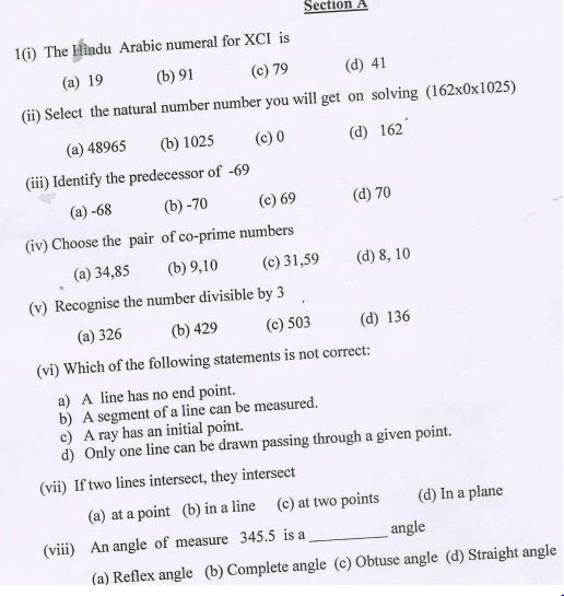 CBSE Class 6 Mathematics Sample Paper Set R