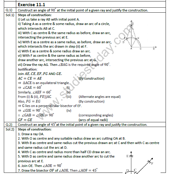 Ncert Solutions Class 9 Mathematics Chapter 11 Construction